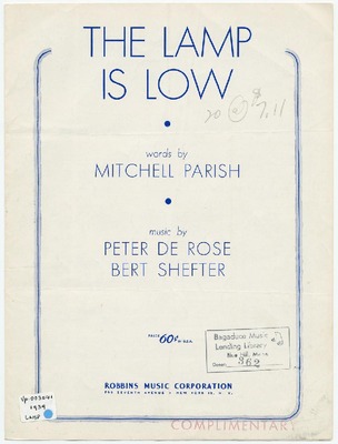 "The lamp is low : melody based on a theme from Maurice Ravel's Pavan ...