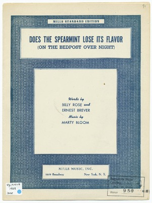 "Does The Spearmint Lose Its Flavor : On The Bedpost Over Night? " by ...