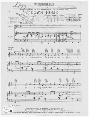 "Down Home " by Ralph Rainger and Leon Robin