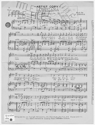 "Louisiana " by J. C Johnson, Andy Razaf et al.