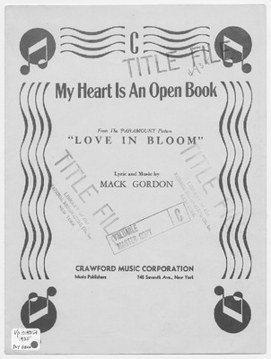 "My Heart Is An Open Book " by Mack Gordon and Mack Gordon
