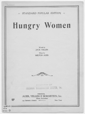 "Hungry Women " by Milton Ager and Jack Yellen